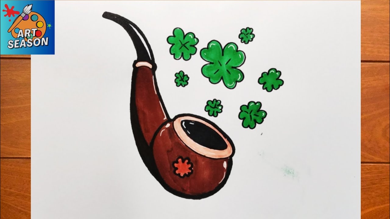 How to Draw St. Patrick's Day Pipe Step by Step - YouTube