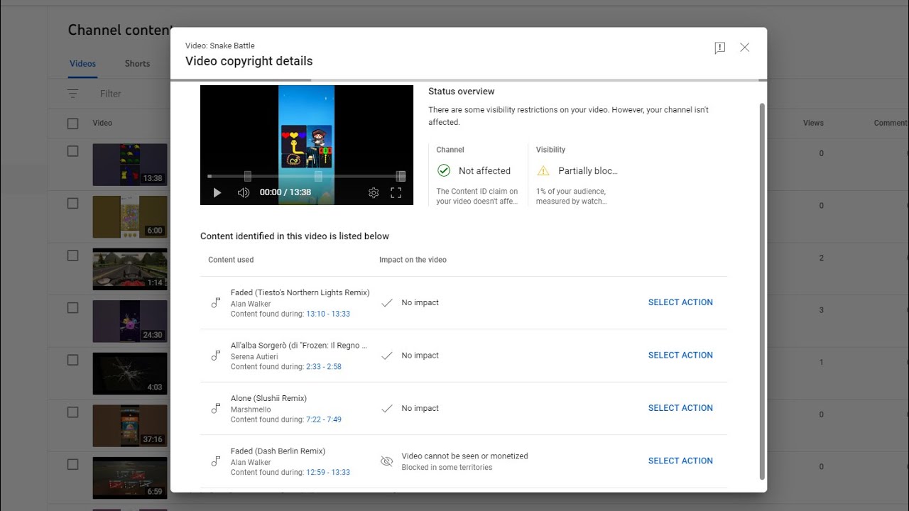 Content ID claim example - YouTube