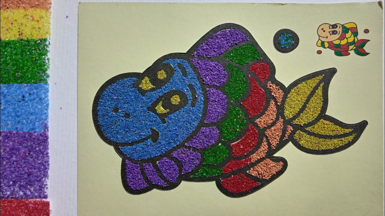 Rainbow Fish Sand Painting Sand Art ~Mewarnai dengan Pasir Warna - Ikan ...