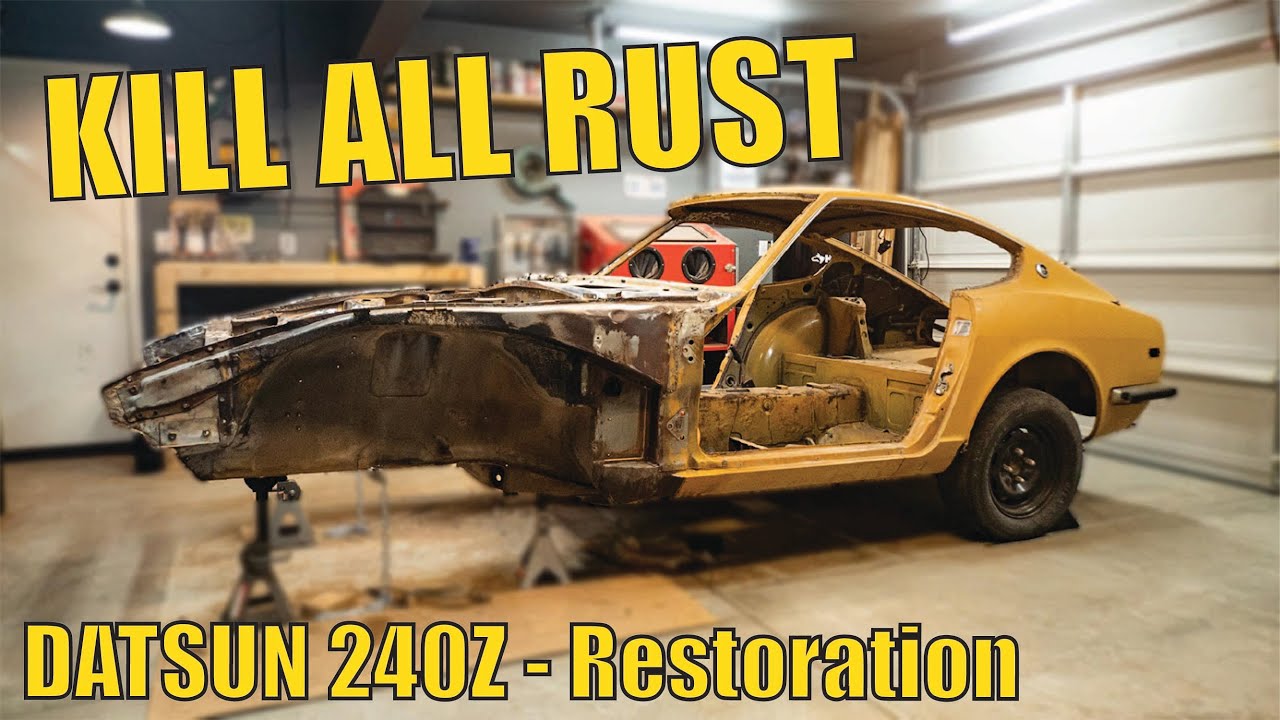 Junkyard Datsun 240z - Part 8 - Engine Bay Rust Removal and Paint Prep ...