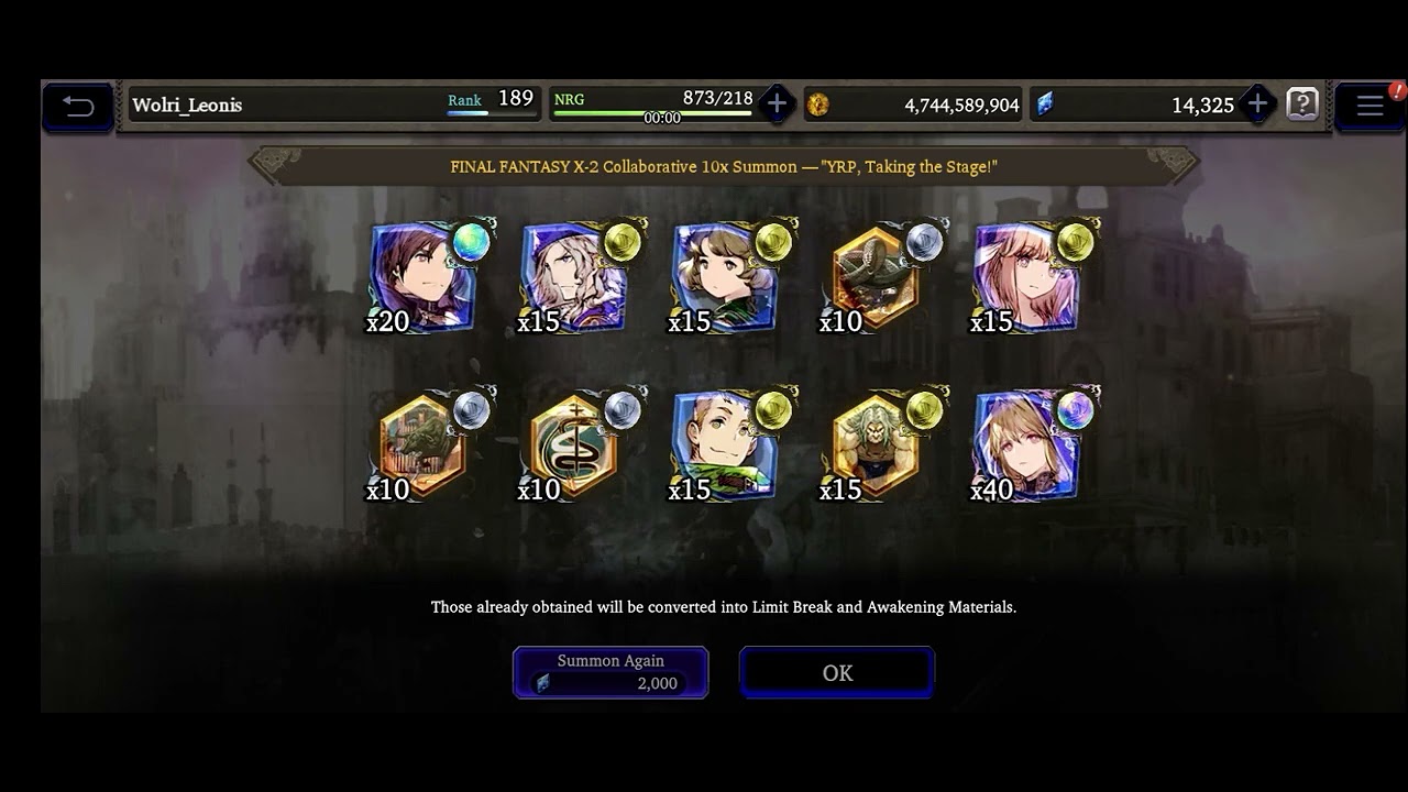 War of the Visions: Final Fantasy Brave Exvius - Summons for YRP ...