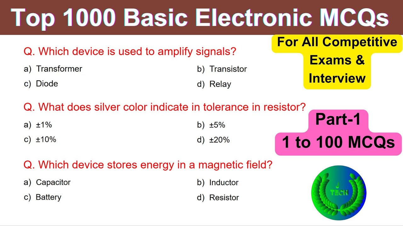 Top 1000 Basic Electronic MCQs Part-1 || For all Competitive Exams ...
