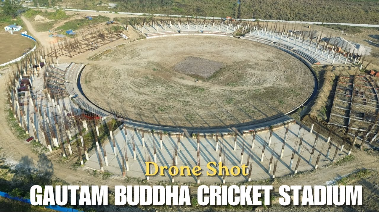 GAUTAM BUDDHA STADIUM UPDATE DRONE SHOT #cricket #update - YouTube