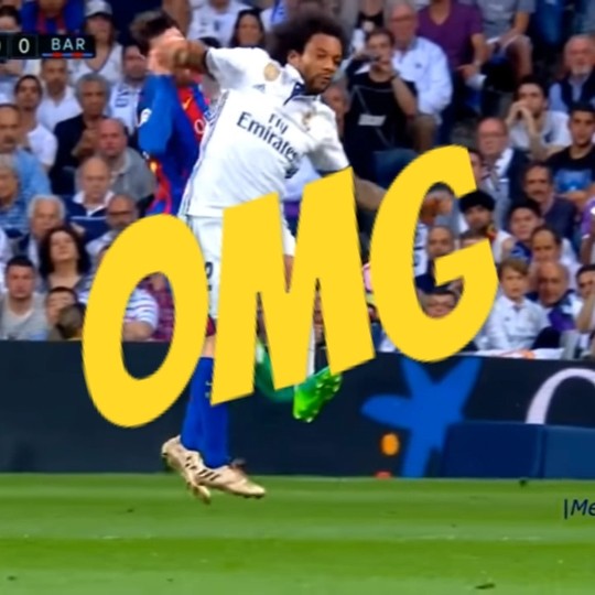 #marcelo hit by elbo on messi mouth #elclasico - YouTube