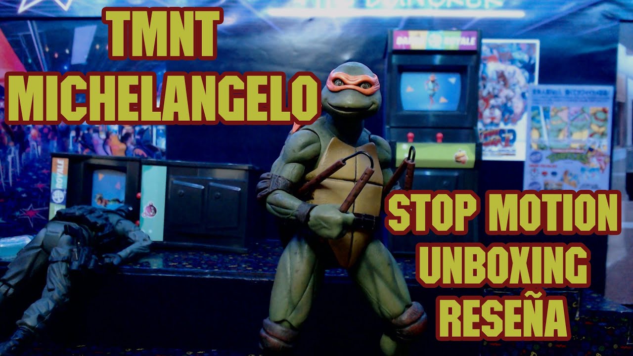 Michelangelo TMNT de NECA, stop-motion, unboxing y reseña - YouTube
