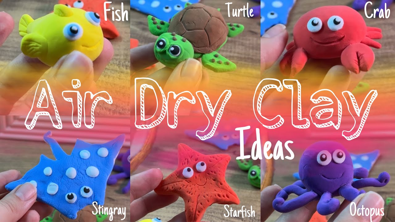 Easy Air Clay Sea Animals Tutorial Step by Step | DIY Plasticine | How ...