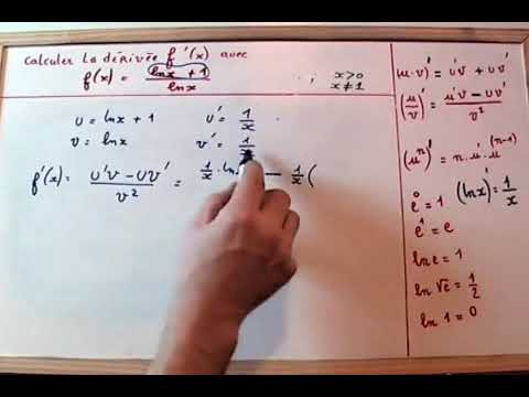 Calcul de dérivation d'un quotient avec logarithmes. MATHS TERMINALE ...
