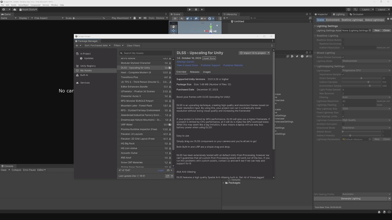 Testing "DLSS - Upscaling for Unity" from Unity Mega Bundle (asset ...
