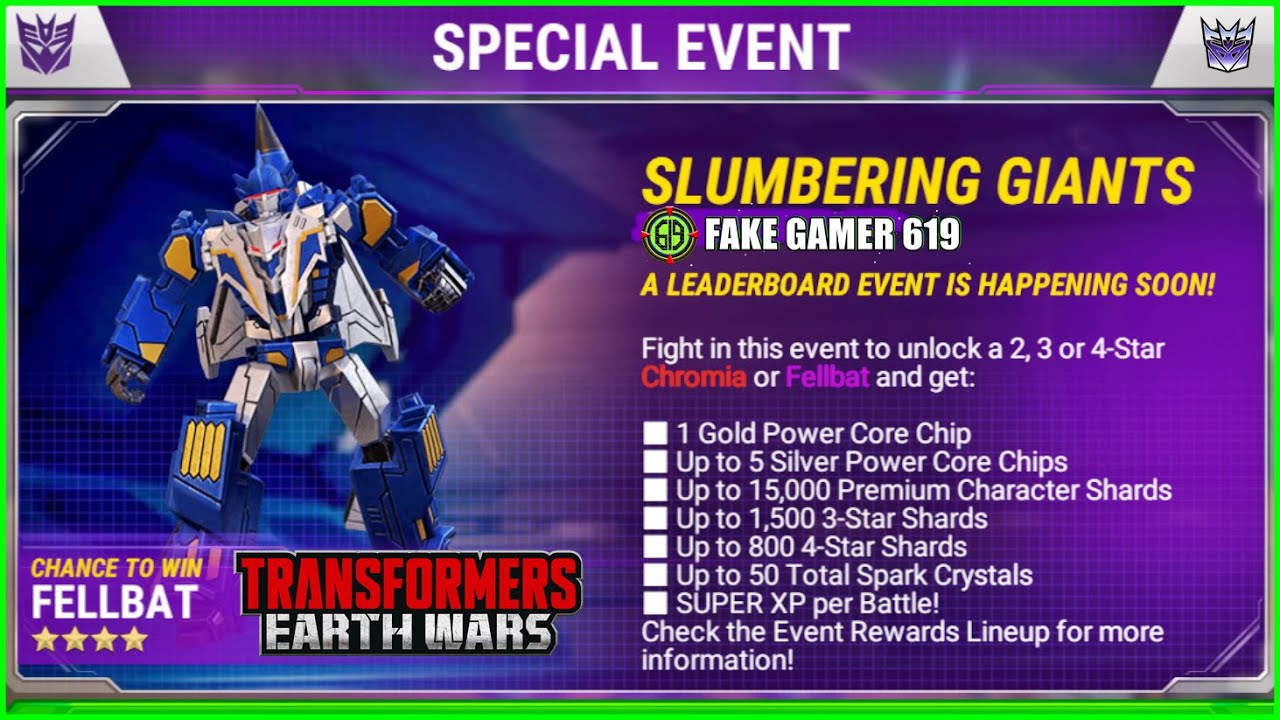 FELLBAT COMING ! -Transformers: Earth Wars Special Event | SLUMBERING ...