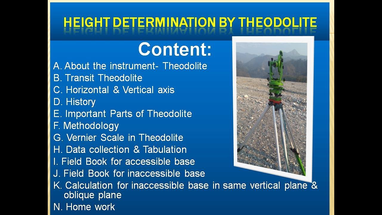 Height determination by Theodolite(accessible & inaccessible base)(part ...