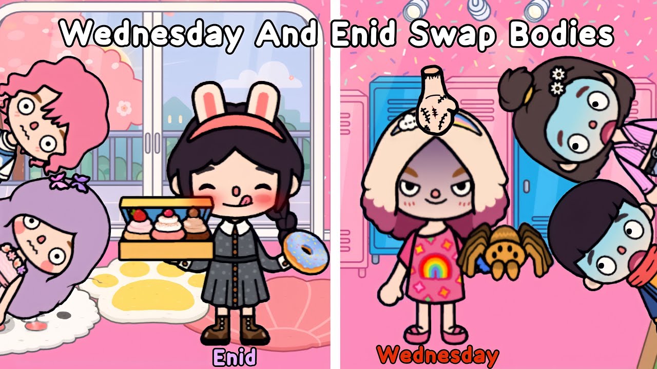 Wednesday And Enid Swap Bodies🕷🔄🦄💖😱| Toca Life Story | Wednesday Addams ...
