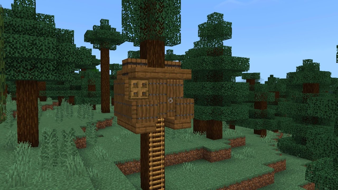 Easy Spruce Treehouse Build for Beginners – Minecraft Tutorial - YouTube