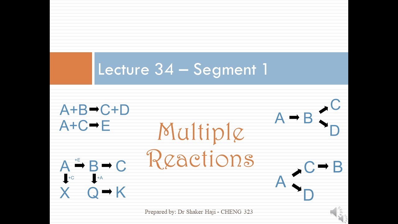 Lecture 34 - Seg 1, Chapter 6, Multiple Reactions, Selectivity and ...