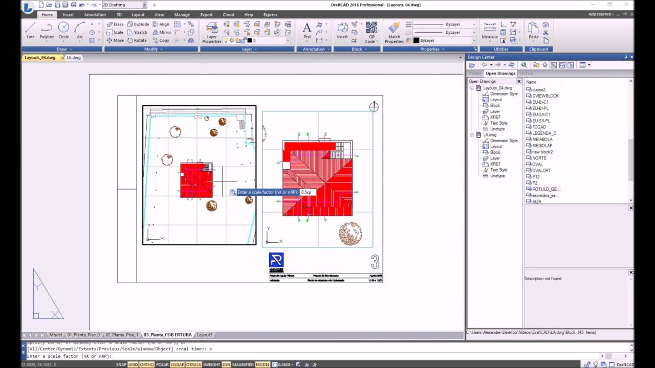 Como imprimir utilizando layouts no DRAFTCAD (parte 5) - o mesmo desenho a várias escalas - YouTube
