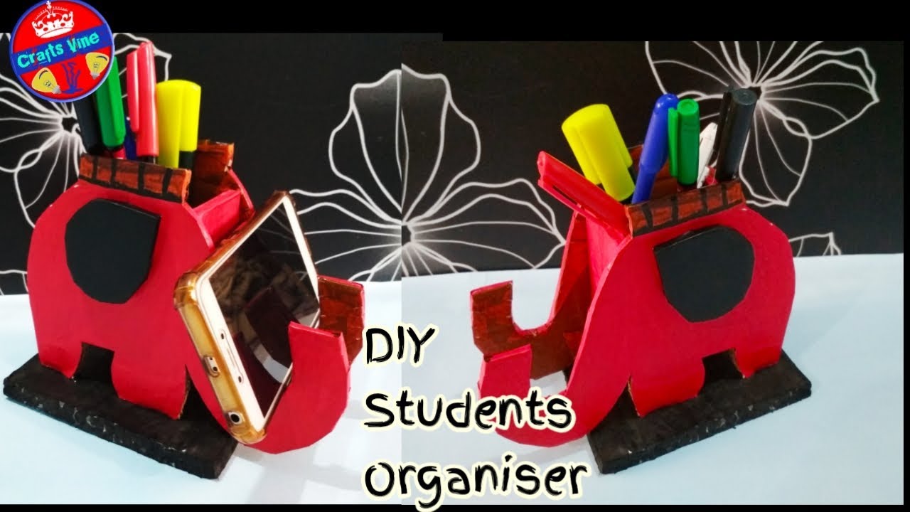 DIY Students project // Organiser Making for KIDS at home //Crafts Vine ...
