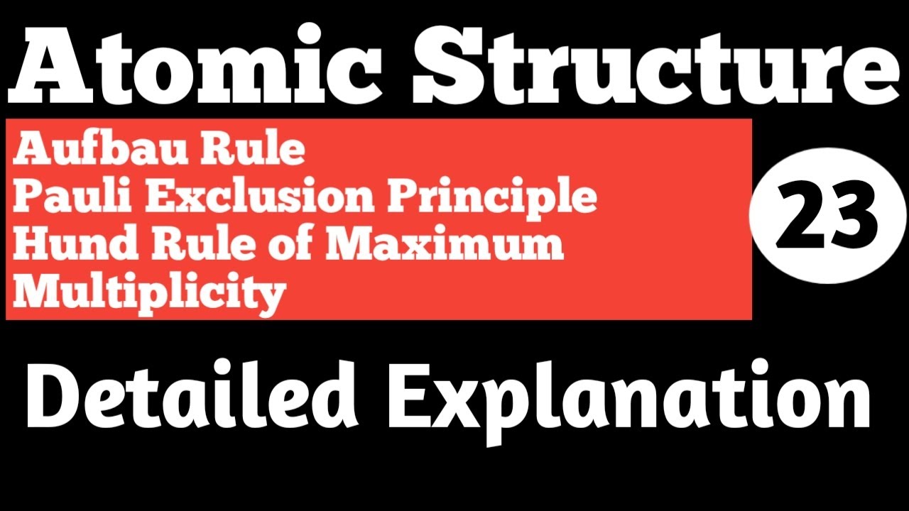 23/Rules For Filling Atomic Orbital/Aufbau Rule/Pauli Exclusion /Hund ...