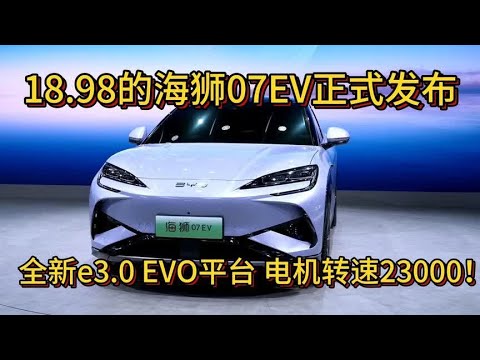 海狮07EV 18.98起，23000转电机，e3.0evo #比亚迪 #宋l #海狮07 - YouTube