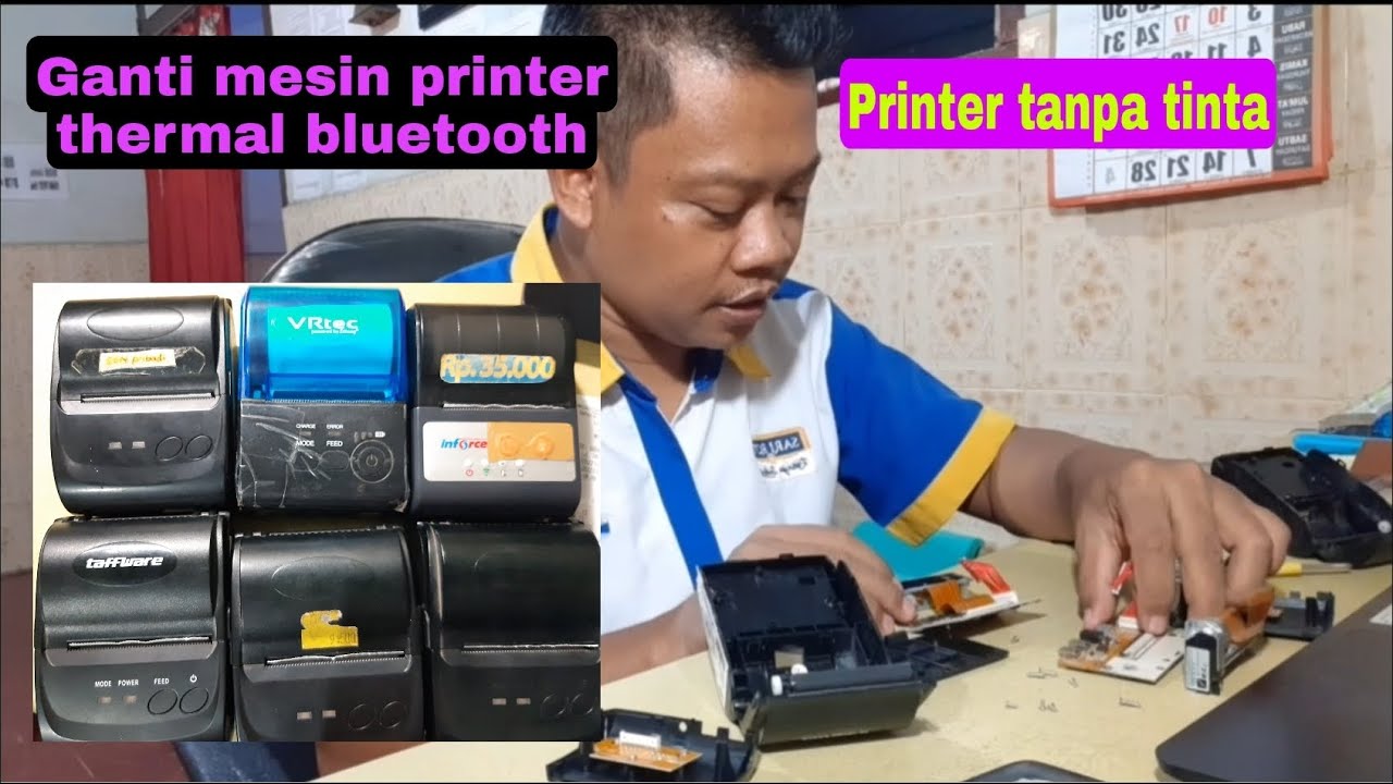 Ganti mesin printer mini / printer thermal bluetooth - YouTube