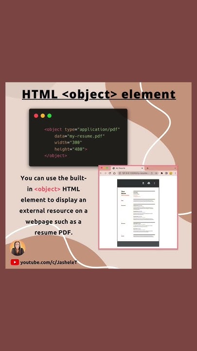 HTML Tip: Use the object element to display external resources | #HTML #HTMLtips #webtech - YouTube