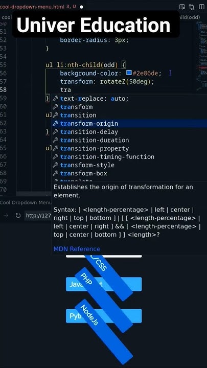 Dropdown Menu With Cool Transform Effect Using Html And Css And Javascript