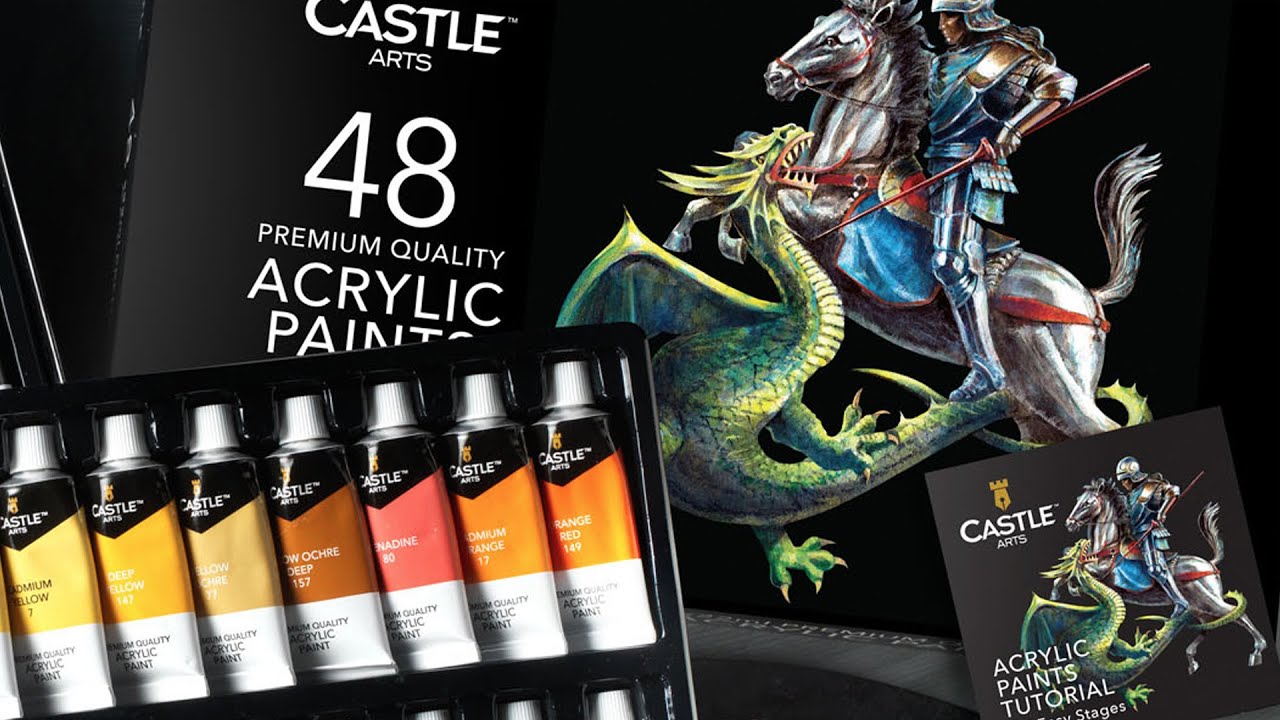 Castle Arts UK | 48 Piece Acrylic Paint Set - YouTube