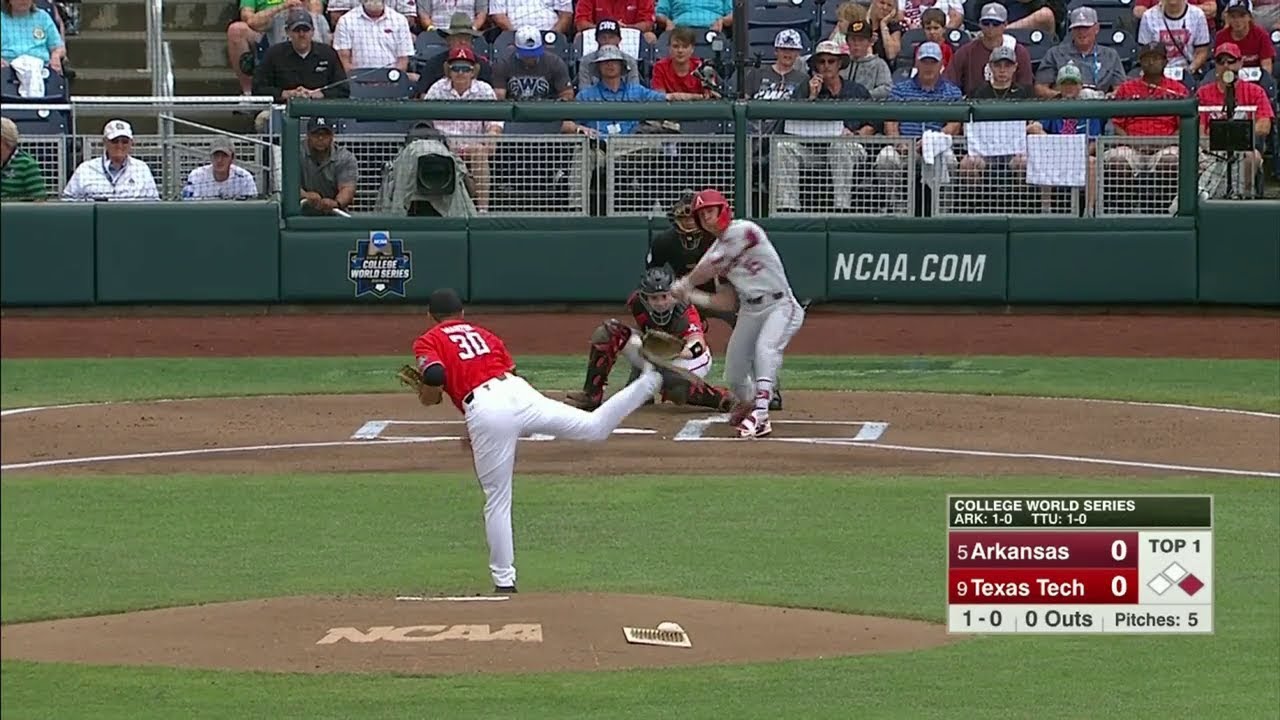 2018 NCAA Baseball CWS Game 8 Arkansas vs Texas Tech 6 20 2018 - YouTube