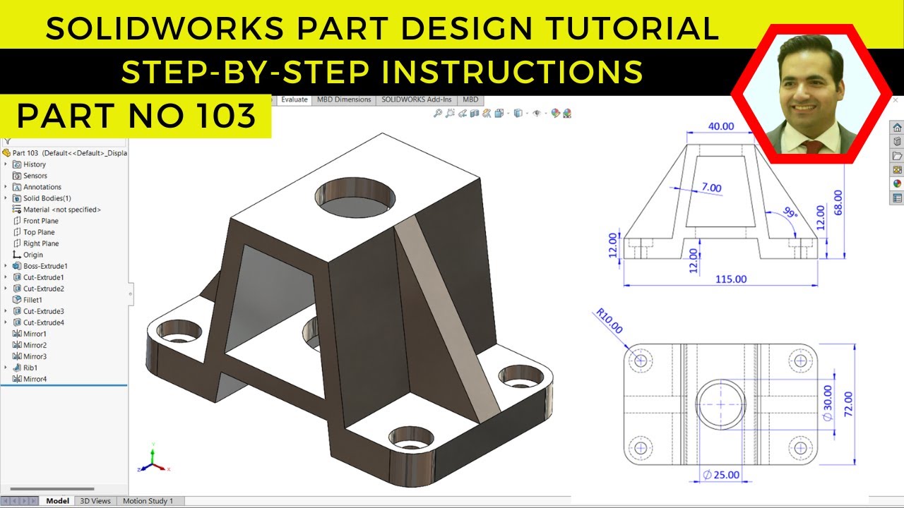 SolidWorks Tutorial for beginners Exercise 103 - YouTube