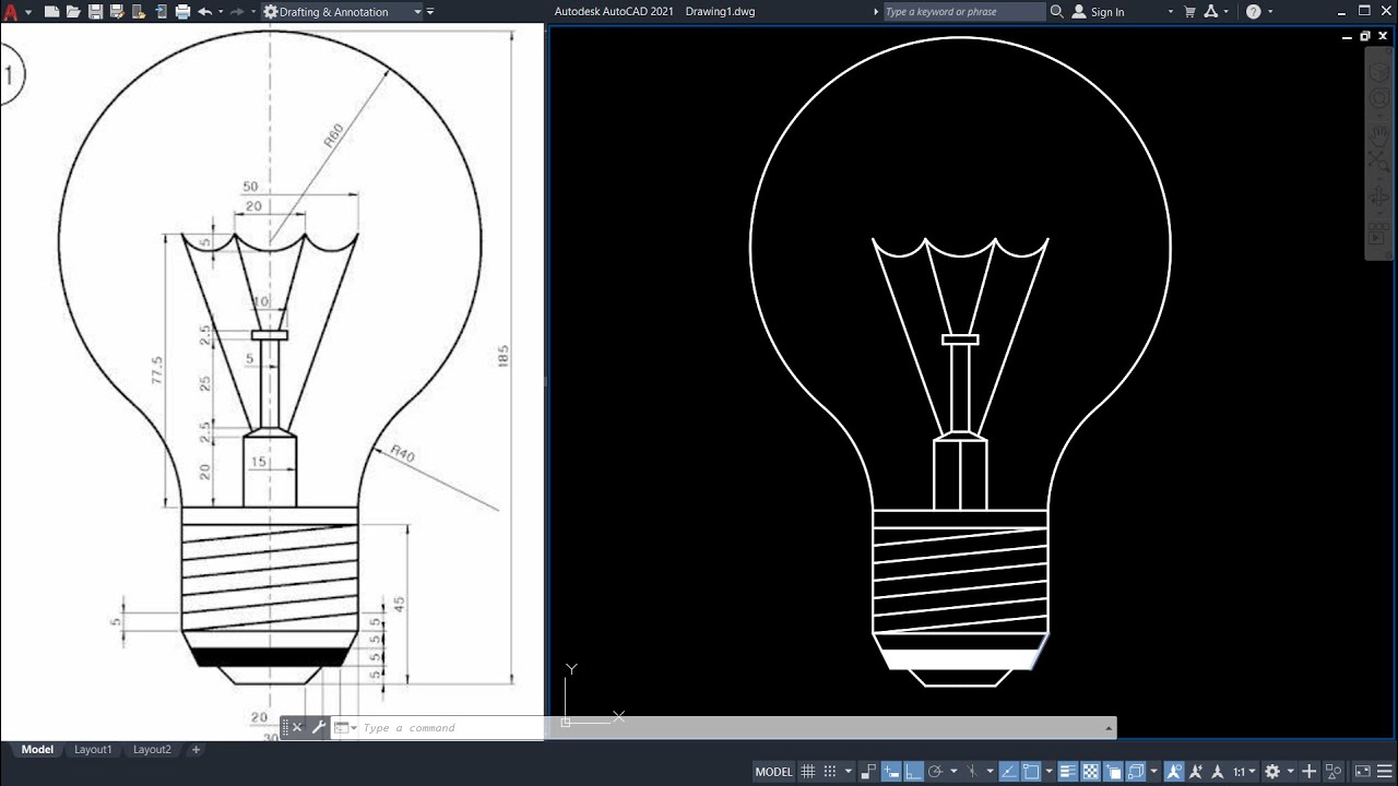 AutoCAD 2D Drafting Exercise | AutoCAD 2D Drawing - YouTube