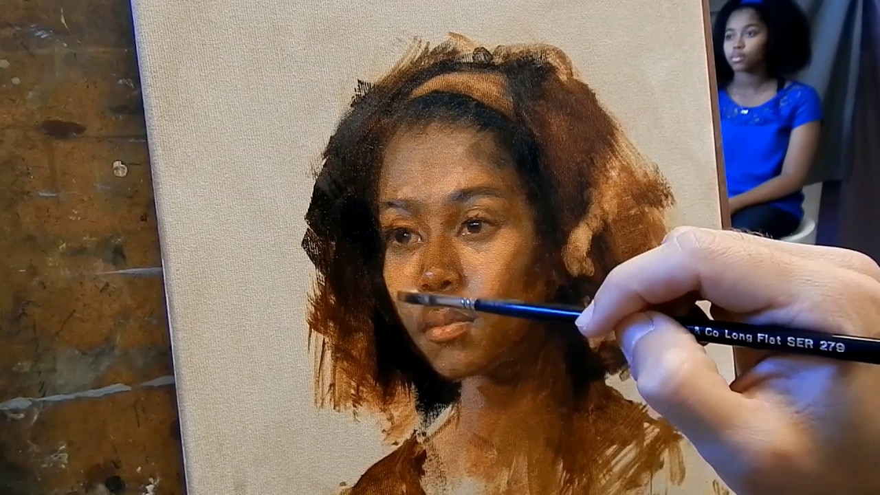 Pintura alla prima Retrato com modelo vivo de Douglas Okada - YouTube