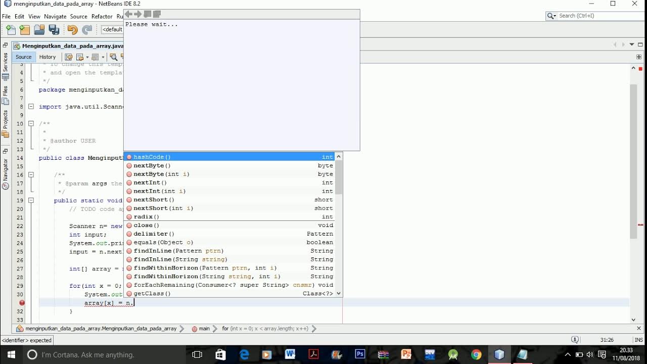 BAB VII (Array) : Input data ke dalam Array pada pemrograman Java - YouTube