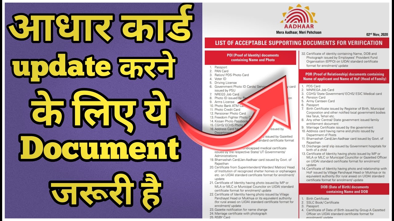 Document Required For Aadhar Card Update Aadhar Update Karne Ke Liye document-required-for-aadhar-card-update-aadhar-update-karne-ke-liye