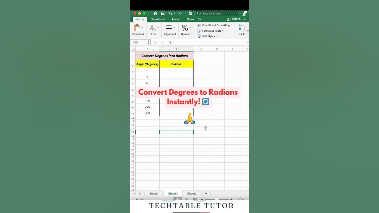 How to Use the RADIANS Function in Excel for Trigonometry! #excel #excelshorts - YouTube