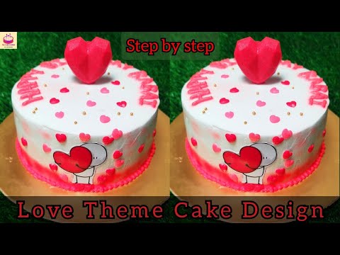 Love theme cake design / Birthday cake design / #cake #cakedesign # ...