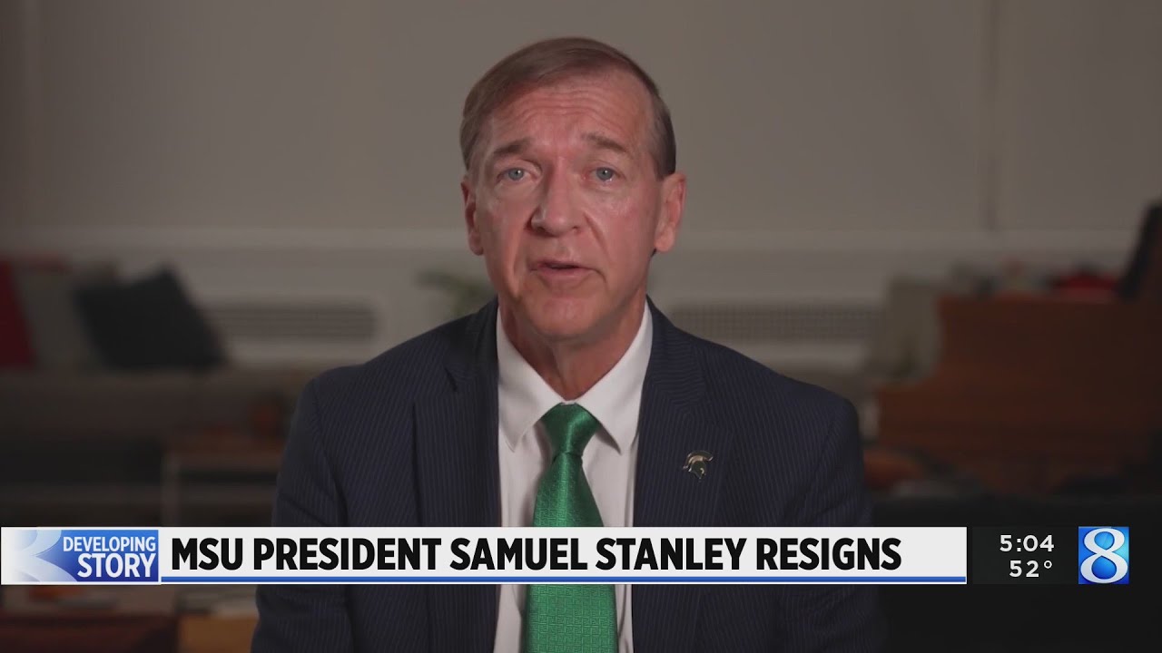 Michigan State President Samuel Stanley announces resignation - YouTube