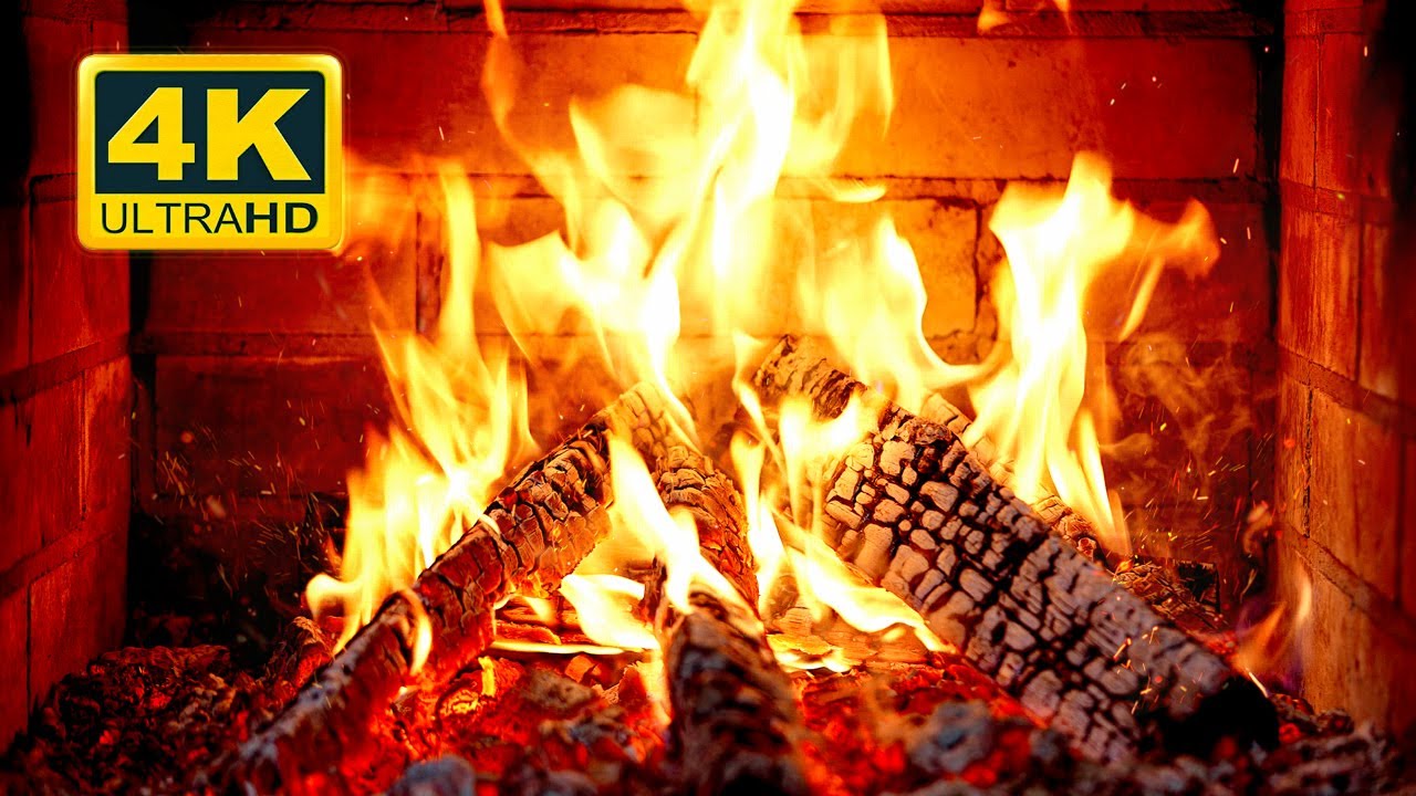 🔥 FIREPLACE Ultra HD 4K. Fireplace with Crackling Fire Sounds ...