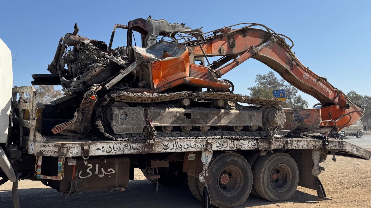 Excavator Machine Was Destroyed In Accident While Working On Mountain ...