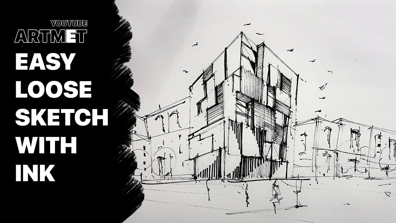 Easy loose sketch with ink 🖋️ - YouTube