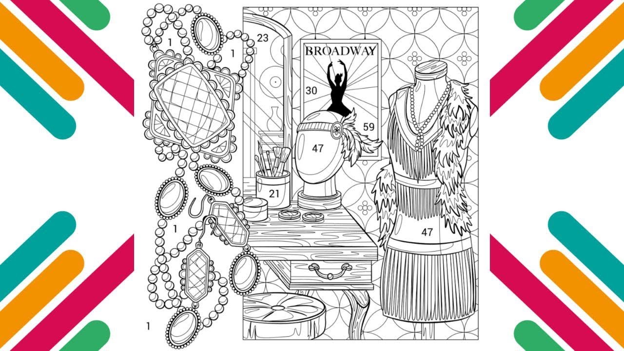 Broadway dancer outfit. Coloring page by numbers - YouTube