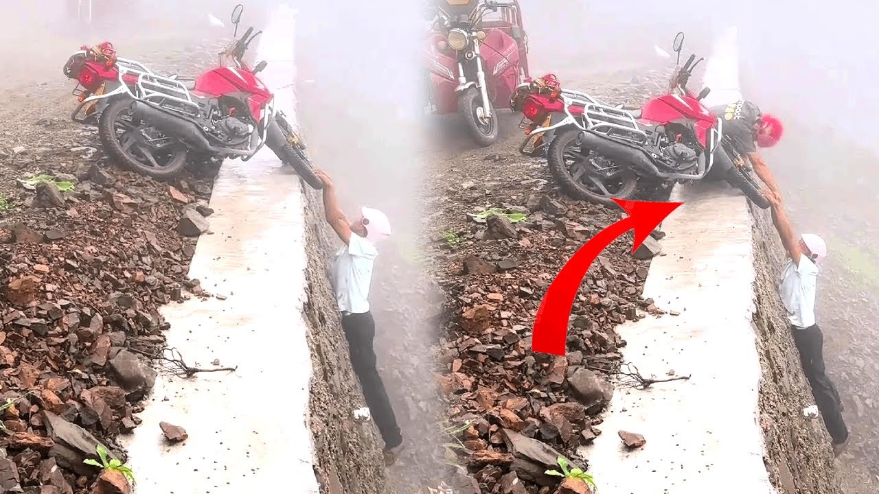 A man nearly fell off a cliff while riding a motorcycle in the fog, but ...