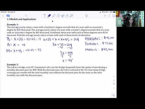 College Algebra 1.3 Models & Applications, Part 1 - YouTube