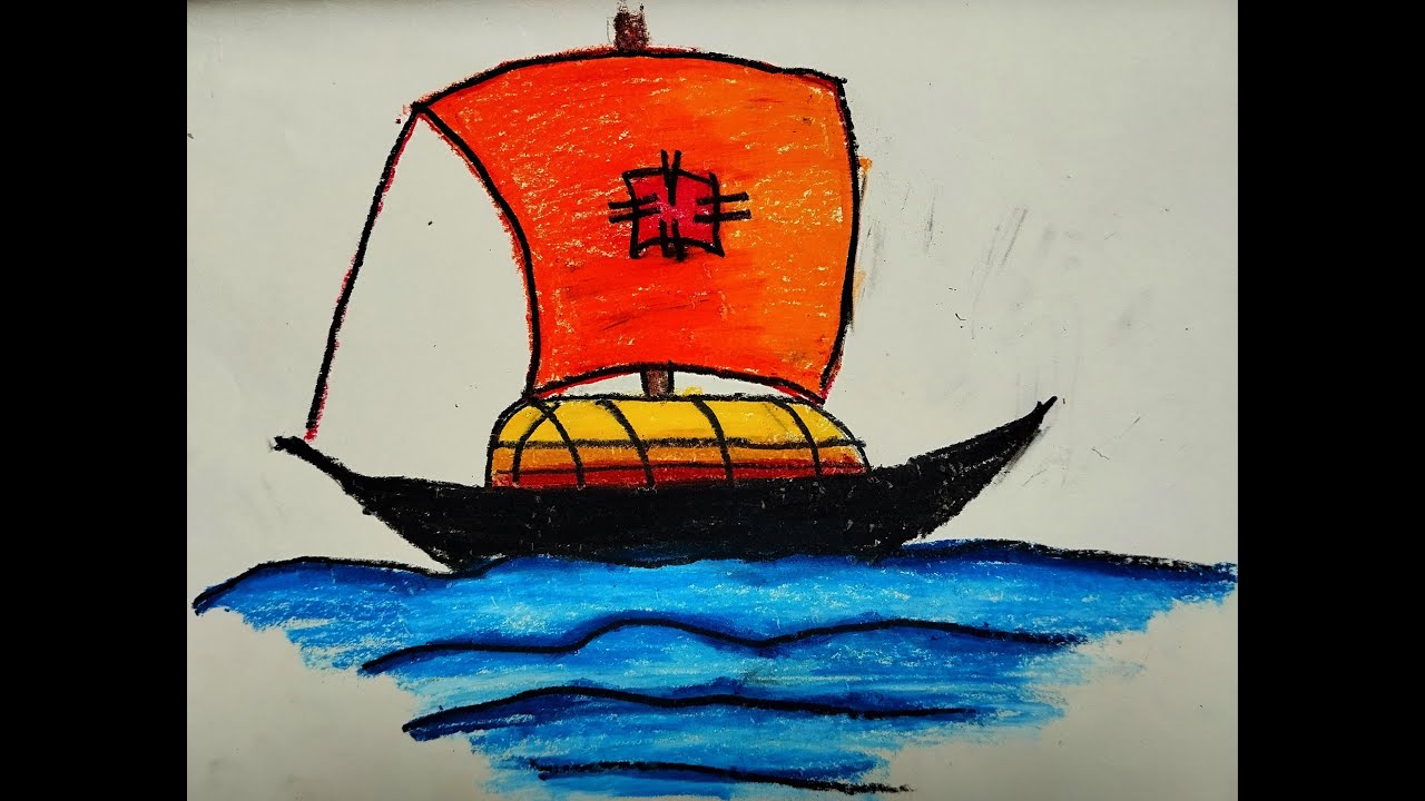 How to draw a boat step by step (very easy)। Pal tola Nouka Drawing # ...