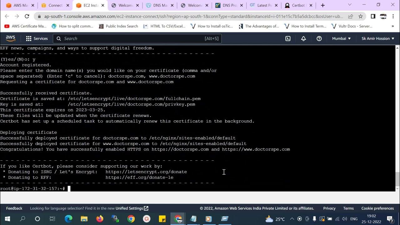 How to configure Live AWS ec2,free SSL, and domain point in live server - YouTube