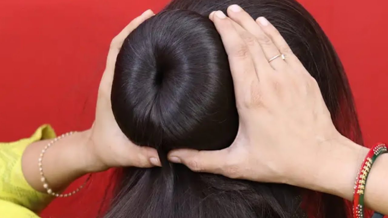 very easy juda hairstyle with donut ll how to use donut as juda ll do ...