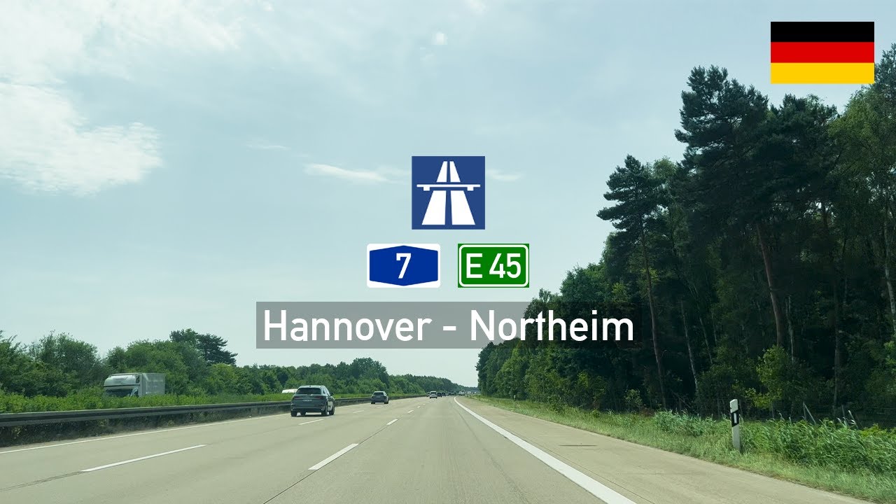 Driving in Germany: Autobahn A7 E45 from Hannover to Northeim - YouTube