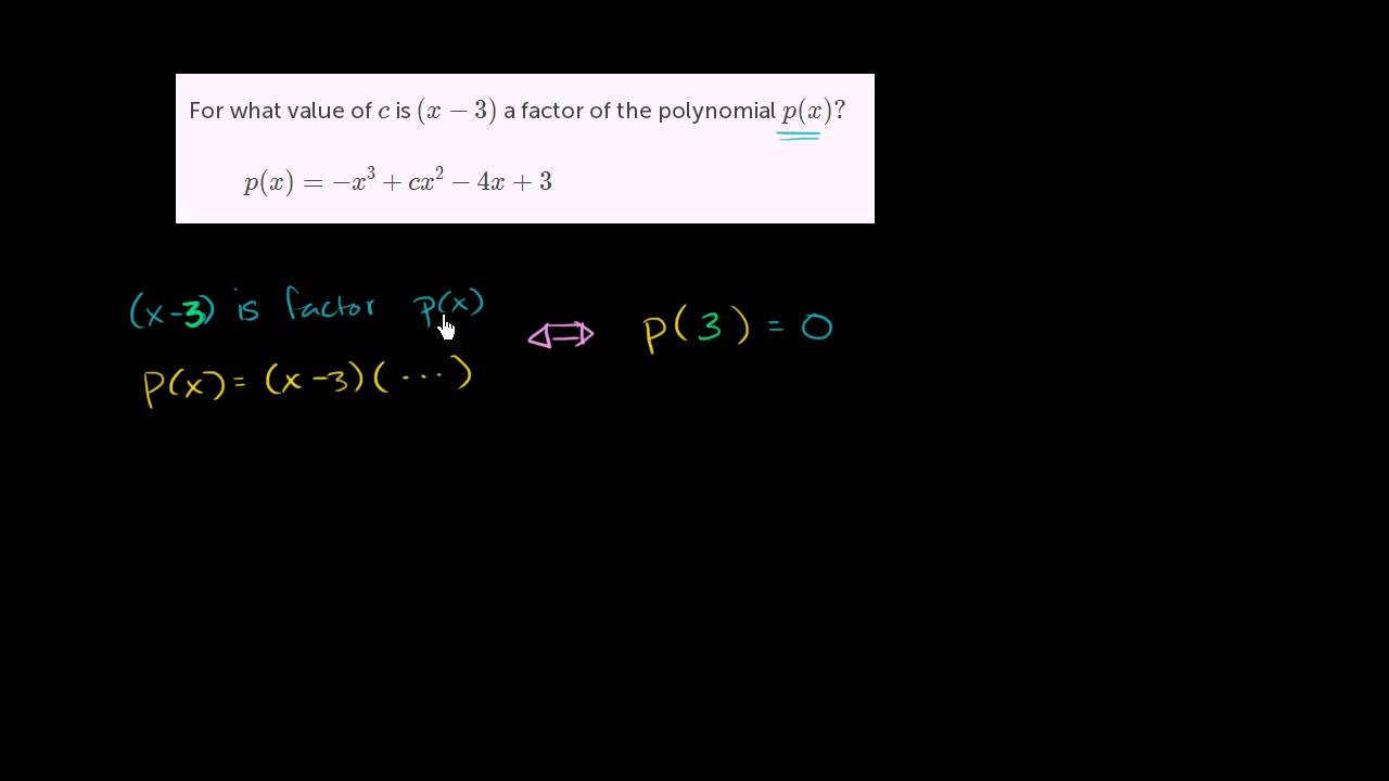 Polynomial remainder theorem to determine coefficient example - YouTube