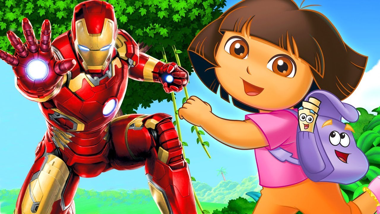Nickelodeon Dora The Explorer Avengers Iron Man Save Minions Stuart ...