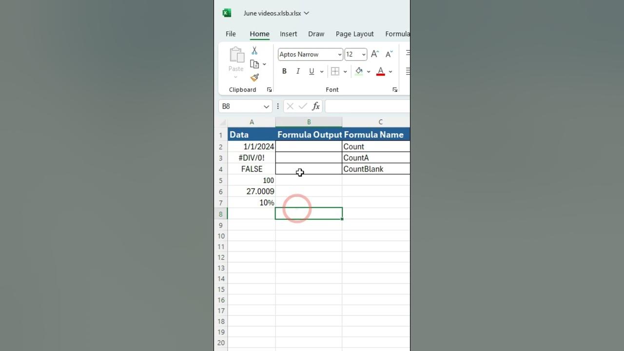Count Formula in Excel #excel #exceltips #exceltutorial #shorts #shortvideo #microshift - YouTube