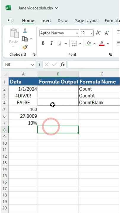 Count Formula in Excel #excel #exceltips #exceltutorial #shorts #shortvideo #microshift - YouTube