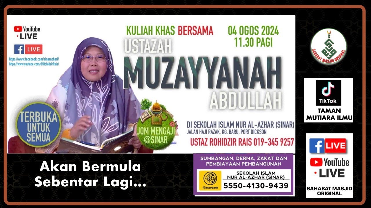 Ustazah Muzayyanah Abdullah - Kuliah Jemputan Khas - YouTube