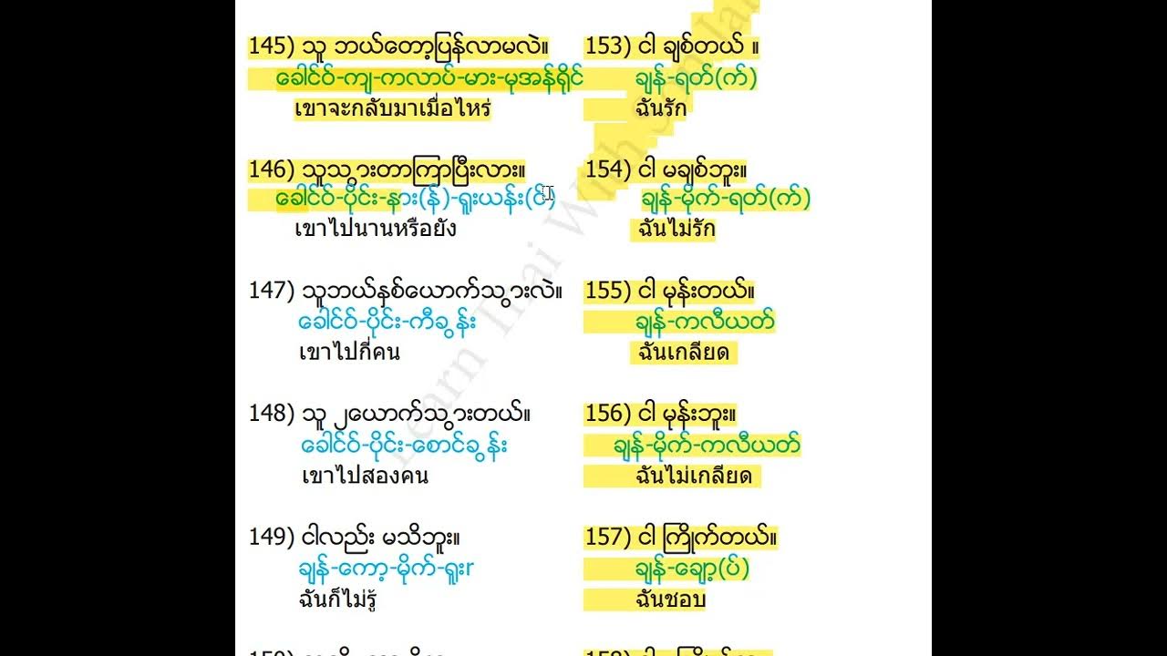 Ep 10 နေ့စဉ်သုံးထိုင်းစကားပြော အပိုင်း ၁၀ Youtube